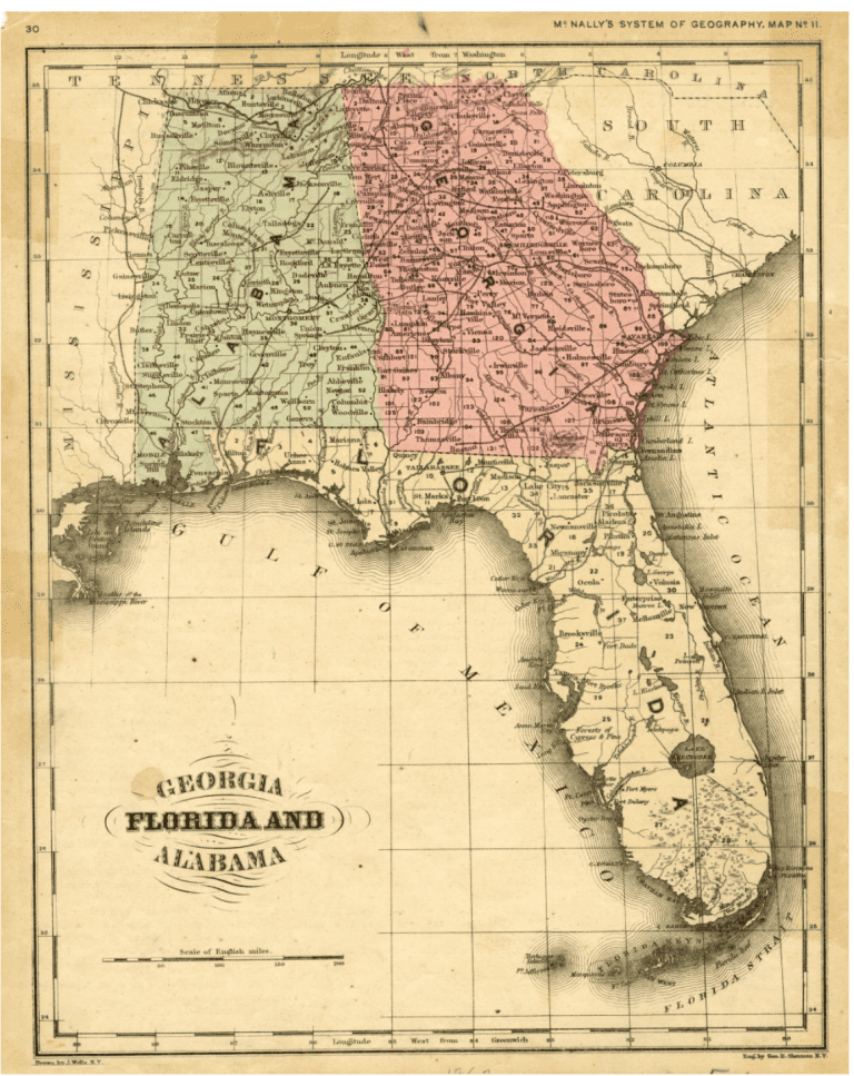 GA, FL & AL Colson's Map of FL 1862 - Latino Genealogy & Beyond